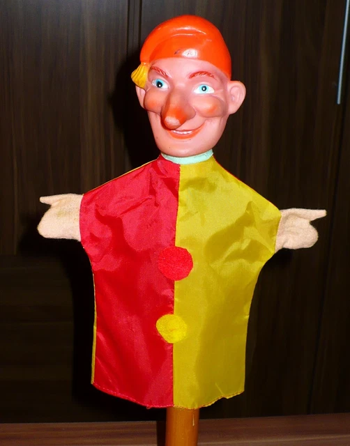 HANDPUPPE/KASPERPUPPE, KASPER/HARLEKIN, GUMMIKOPF, Vintage, 28 cm EUR 4 ...