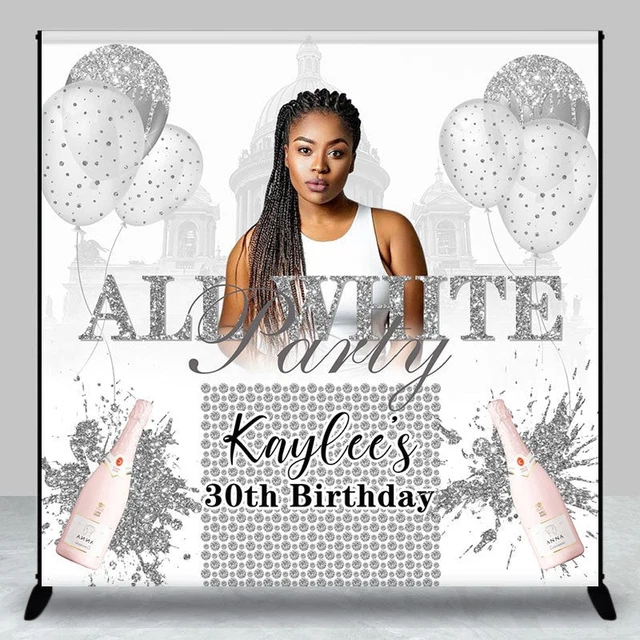 BALLOONS ALL WHITE Custom 30th Birthday Backdrop $35.97 - PicClick AU