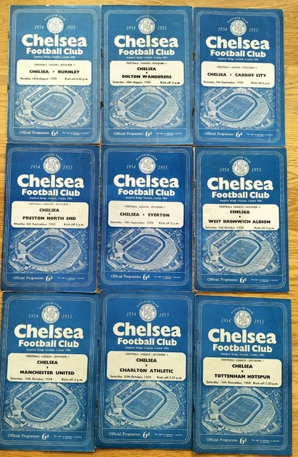 CHELSEA FC. COMPLETE set of 1954/55 First Division champions home ...
