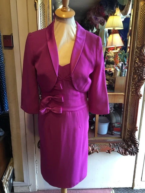 LADIES MAGENTA MOTHER Of The Bride Dress And Jacket By Frank Usher Size ...