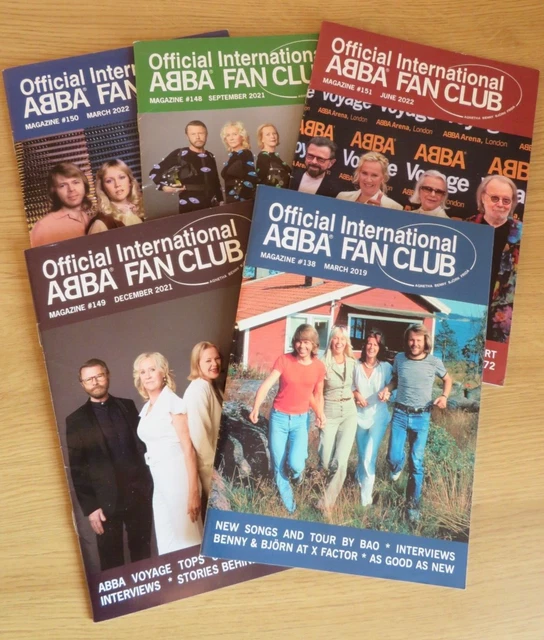 OFFICIAL INTERNATIONAL ABBA FAN CLUB Magazines - No's 138, 148, 149 ...