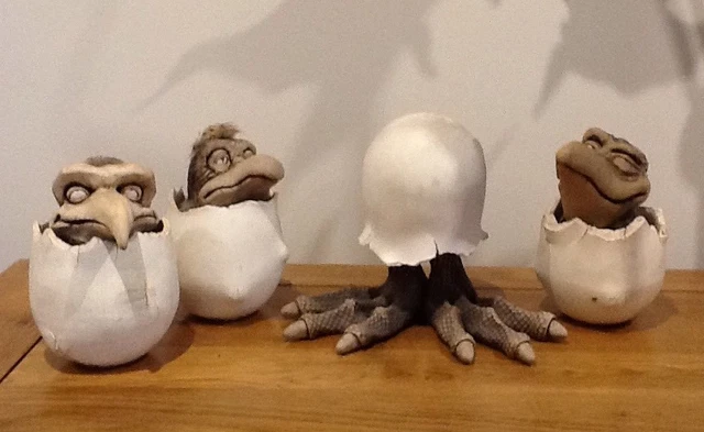 JOHN & JAN Mullin Devon Studio Art Pottery BIRD/EGG Characters X 4 £55. ...