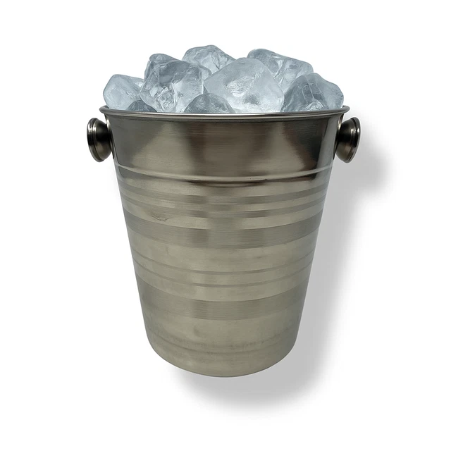 STAINLESS STEEL MINI Ice Bucket with Handle Kitchen Bar Ice Cube ...