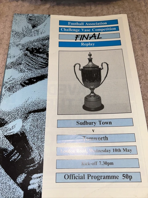 06/05/1989 FA VASE Final: Sudbury v Tamworth [At Wembley] . Footy Progs ...