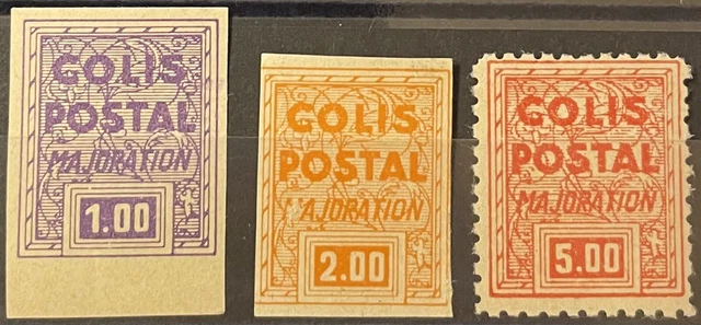 TRÈS BEAUX COLIS Postaux n°s 186P, 186Q et 186R "1F, 2 et 5F non émis ...