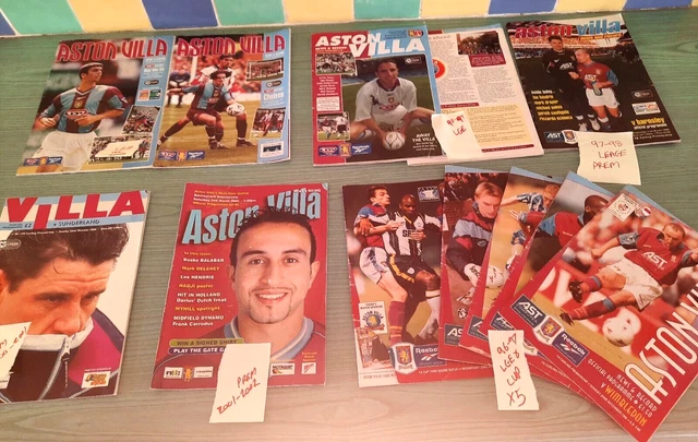 12 X ASTON villa football programmes various seasons(96-2001) league ...