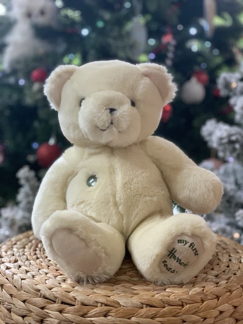 HARRODS OF KNIGHTSBRIDGE My First Teddy Cream Bear Plush Green Badge £ ...