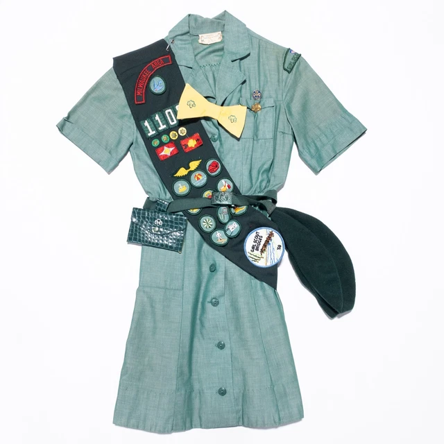 Vintage Girl Scout Official Uniform Shirt Top 70s Button Front Girls Sz