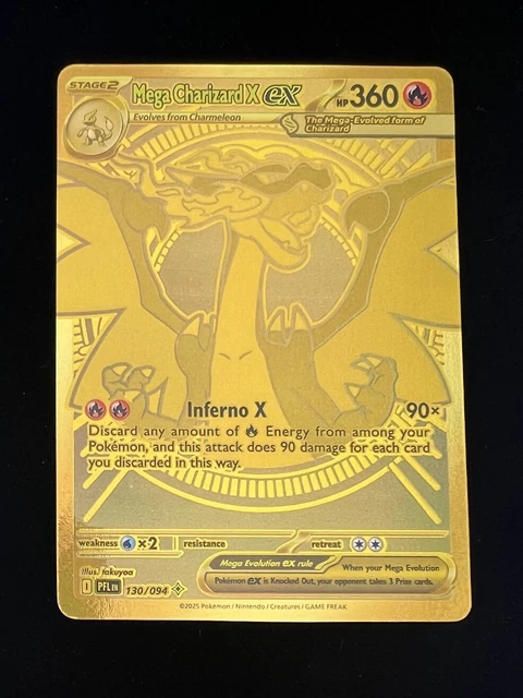 MEGA CHARIZARD X EX - Pokémon Phantasmal Flames 130/94 - Gold MHR 2025 ...