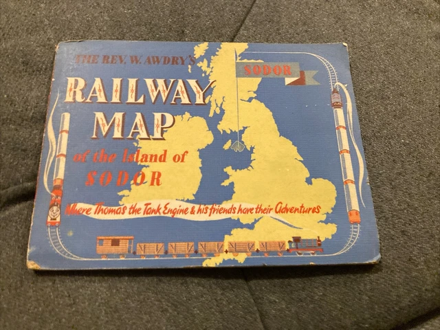 1958 THOMAS THE Tank Engine - cloth Railway Map of the Island of Sodor ...