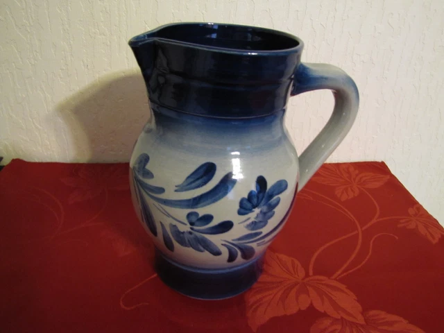 PICHET BLEU EN grès d'Alsace signé avec décor floral EUR 10,00 - PicClick FR