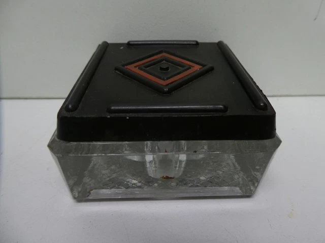 ANTIQUE BAKELITE GLASS Desk Set Bowl Ink Well Pen Stand Made England ...