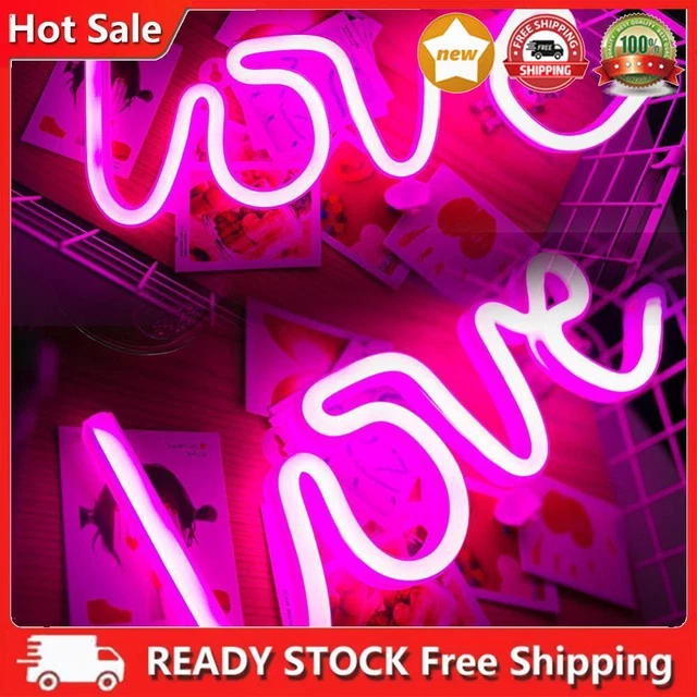 ROMANTIC LOVE LETTERS LED Night Light USB Charging Home Decor Neon Lamp ...