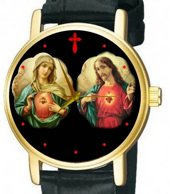 SACRED HEART, VINTAGE Jesus Christ & Mother Mary Art Solid Brass Unisex ...