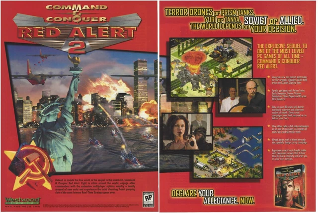 COMMAND & CONQUER: Red Alert 2 Print Ad/Poster Art PC Big Box (C) £14. ...