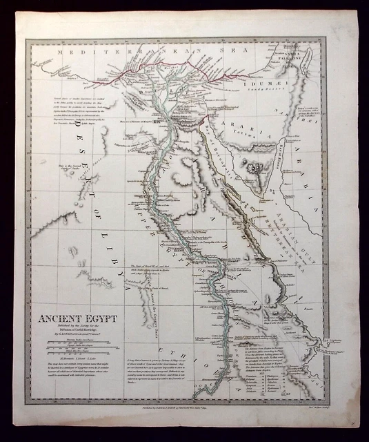 ANCIENT EGYPT, ALEXANDRIA, MEMPHIS, NILE, RED SEA original antique map ...
