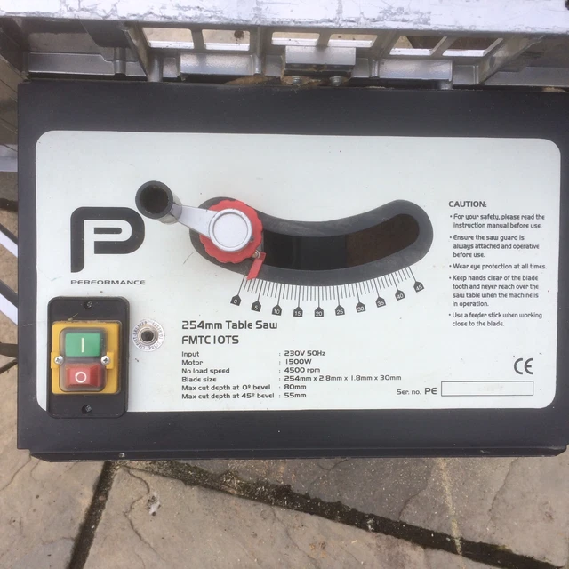 PERFORMANCE TABLE SAW 254mm FMTC10TSL 230V 1500w £68.00 - PicClick UK