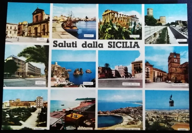 CARTOLINA ITALIA SICILIA SALUTI VEDUTE Italy Sicily postcard EUR 6,50 ...