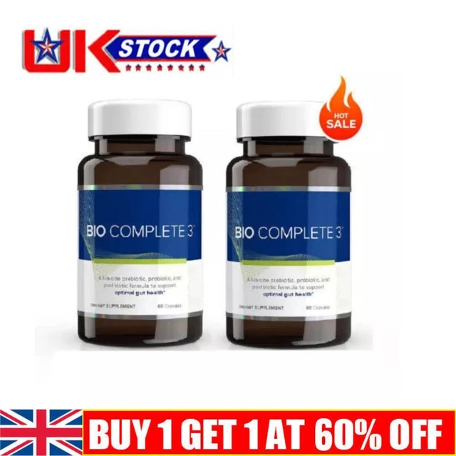 BIO COMPLETE 3 Capsules Prebiotic Probiotic Postbiotic Supplement 60 ...