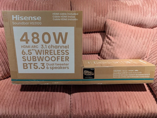 HISENSE HS3100 3.1 Channel Soundbar with Wireless Subwoofer £99.99 ...