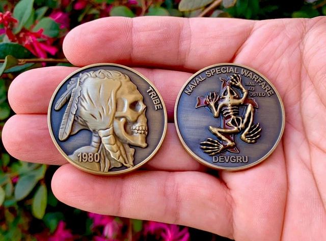 NAVY SEAL TEAM 6 Six DEVGRU NSW Indian Skull Tribe Bone Frog Challenge ...