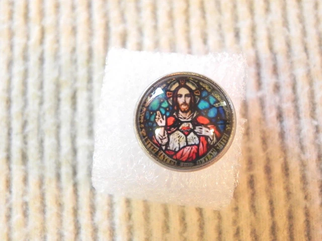 SACRED HEART OF JESUS PIN Stained Glass window Copy Lapel Badge ...
