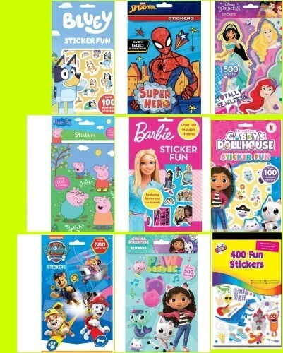 STICKERS - BLUEY Barbie Paw Patrol Peppa Pig Gabby Disney Princess ...