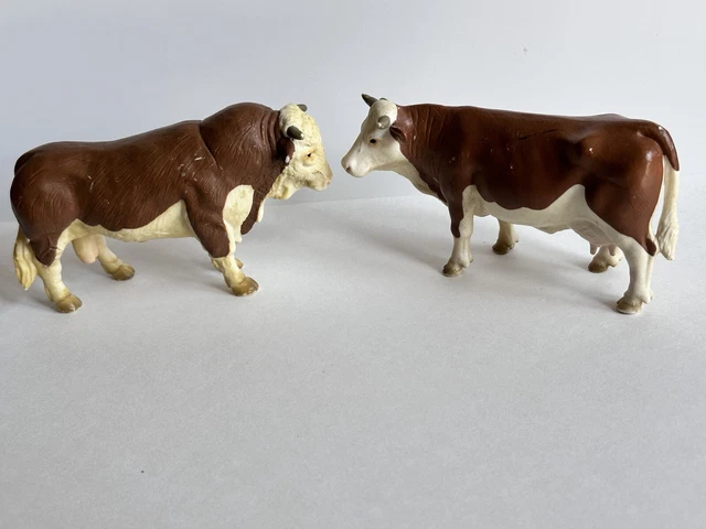 SCHLEICH VINTAGE FLECKVIEH / Simmental Bull 1995 And Cow 1999 Brown And ...