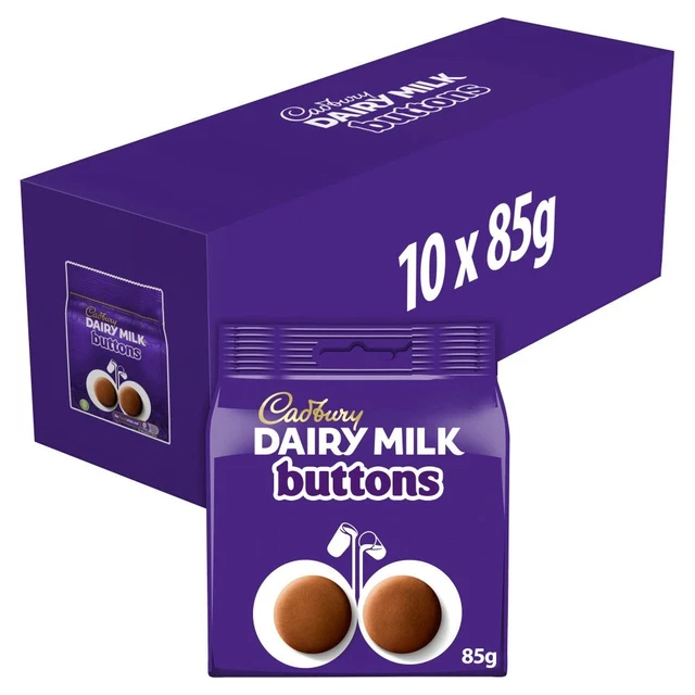 CADBURY DAIRY MILK Giant Chocolate Buttons Full Box -85g (Pack of 10 ...