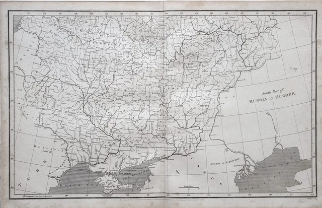 1809 DATATO MAPPA Sud Parte Di Russia IN Europa Cataro Toola Mosqua ...