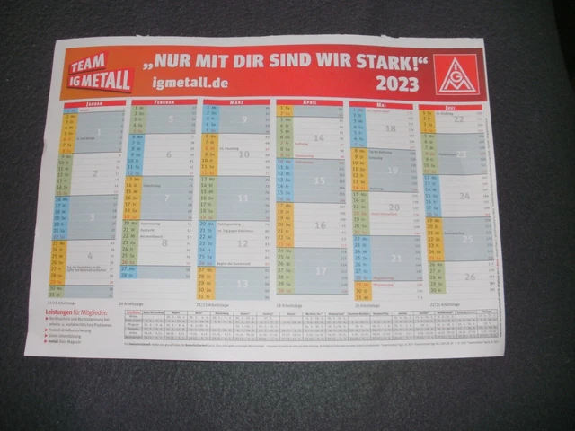 IG METALL KALENDER 2023 Tafelkalender - Wandkalender A4 EUR 1,50 ...