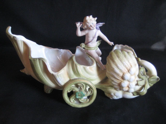 ANCIENNE PORCELAINE ANGE sur Charre Coquille avec Cygne EUR 45,00 ...