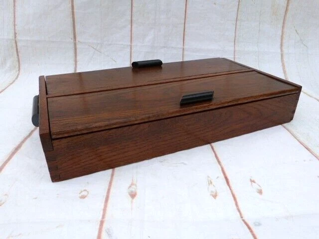 ART DECO OAK CUTLERY BOX LIDDED 1930s VINTAGE WOODEN RARE £24.99 ...