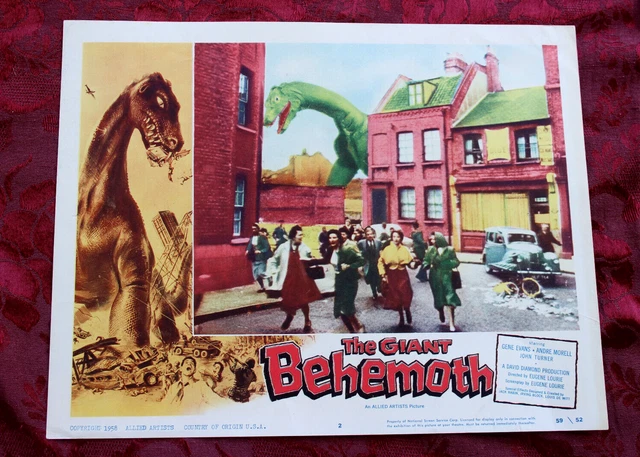 THE GIANT BEHEMOTH DINOSAUR MONSTER 1959 ORIG LOBBY CARD sci-fi horror ...