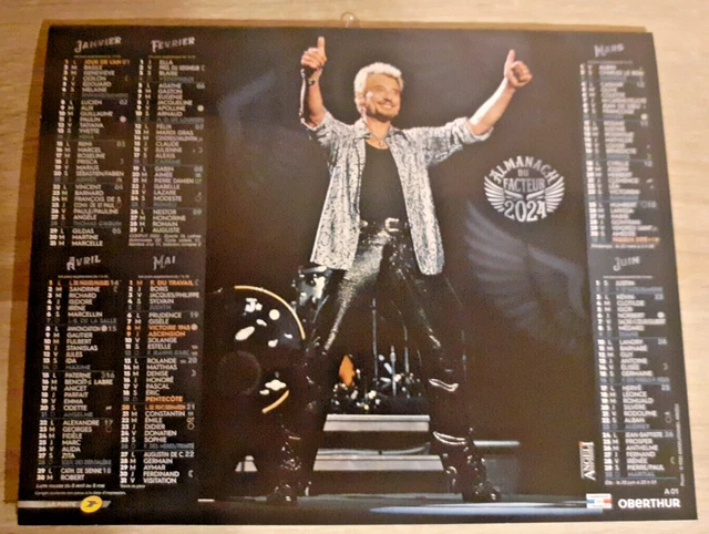 JOHNNY HALLYDAY ALMANACH/CALENDRIER du facteur 2024 Neuf Chanson/Rock ...