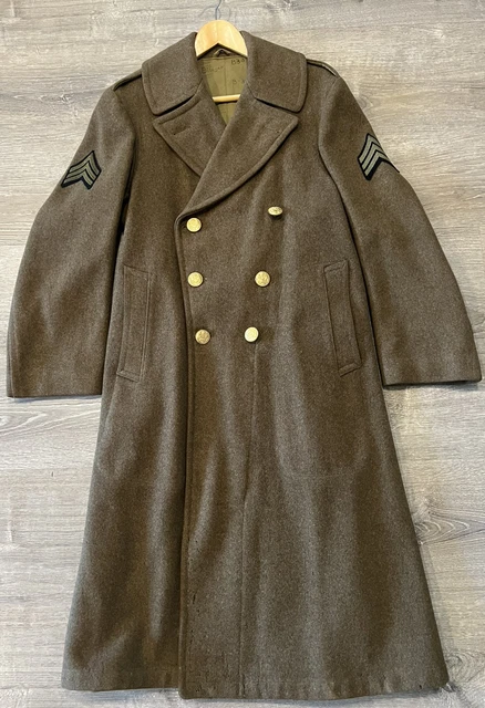 ORIGINAL WWII 1940 US Army Enlisted Military Green Long Wool Overcoat ...