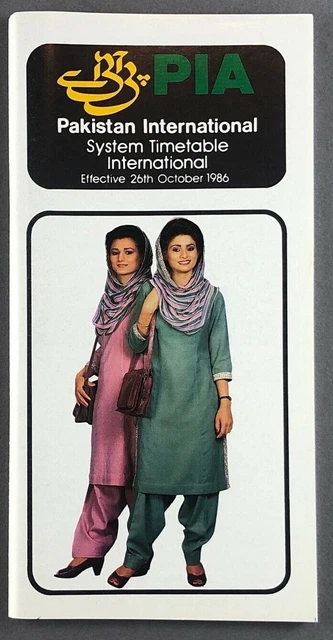 PIA PAKISTAN INTERNATIONAL Airlines Timetable October 1986 Cabin Crew ...