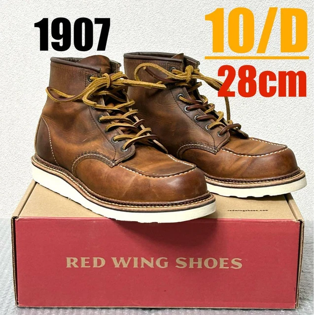 RED WING 1907 Moc Toe Boots Brown Leather Lace-up Mens US10D with Box £ ...