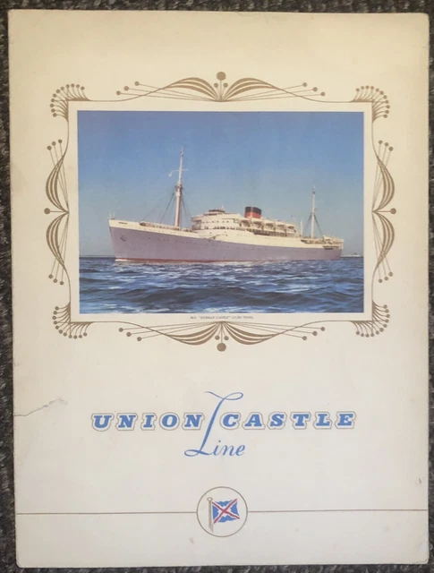 SHIP MV DURBAN Castle Menu & Itinerary, The Union Castle Line, HMS ...
