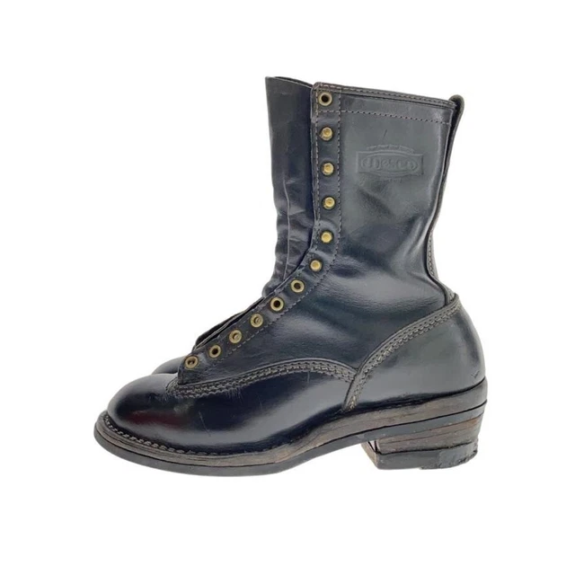 WESCO HIGHLINER LACE-UP Boots Black Leather US 9 2001 Vintage Heel 6cm ...