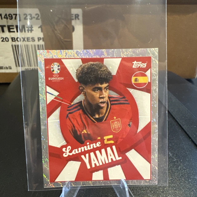 TOPPS UEFA EURO 2024 LAMINE YAMAL ROOKIE FOIL STICKER NO ESP PTW Rookie ...