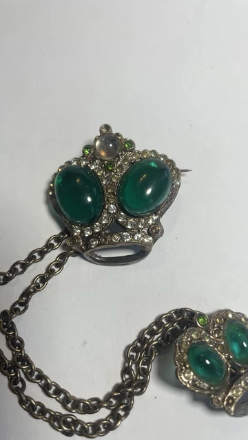 VINTAGE RARE DOUBLE Pins Chatelaine OVAL CABACHONS Rare $55.00 - PicClick