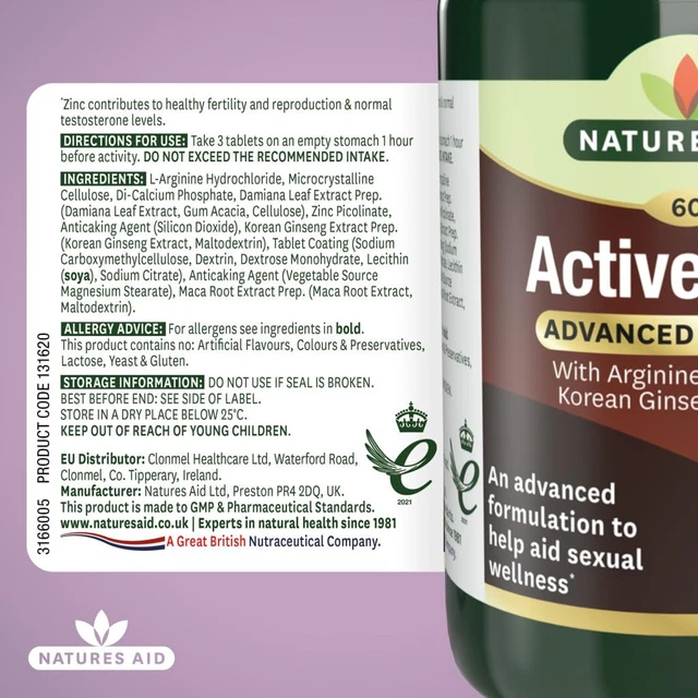 NATURES AID ACTIVE Man Tablets - High Strength 60 count (Pack of 1 ...