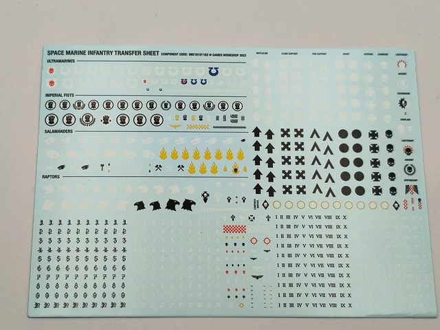 WARHAMMER 40K TRANSFER Sheet Space Marines Honored of the Chapter $37. ...