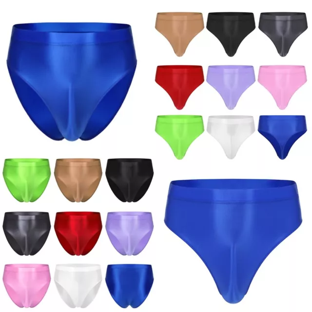 Mens Shiny Glossy Briefs High Waist Bulge Pouch Panties Underpants Swim Trunks £923 Picclick Uk