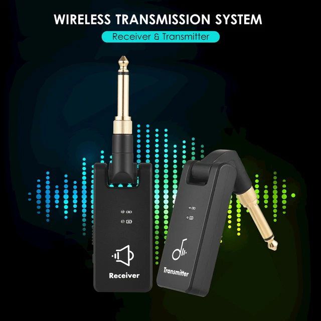 2.4G ELECTRIC GUITAR Wireless System Transmitter Receiver 3.5mm & 6 ...