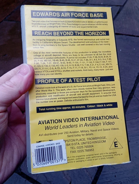 EDWARDS AIR FORCE Base Test Pilots Vhs Video Casseette Tape £1.17 ...