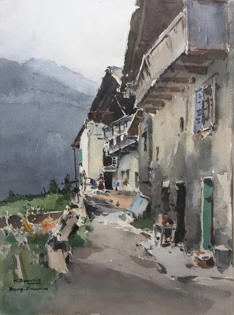 HENRI BOUVRIE &BOURG Saint-Maurice" aquarelle signée c 1950 EUR 89,00 ...