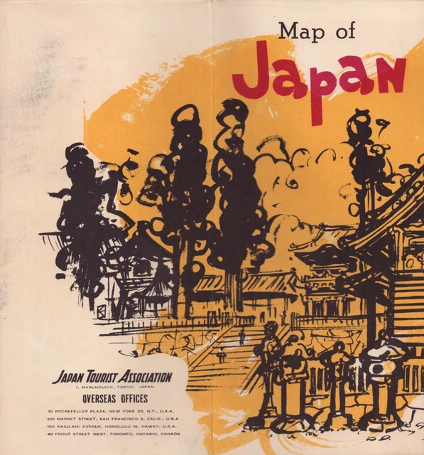 VINTAGE 1960S MAP of Japan - Japan Tourist Association Brochure £8.73 ...