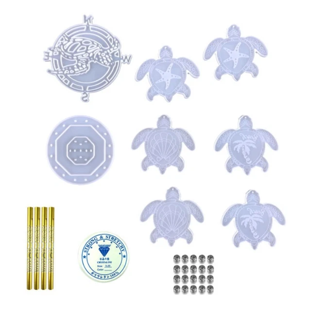 Turtle House 2Pcs Mini Cute Sea Turtle Shape Resin Silicone Molds 3D ...